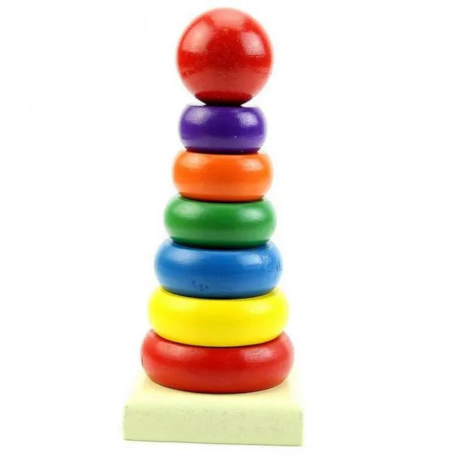 Wooden Rainbow Tower – Educational Stacking Toy for Toddlers! – KidzerMania
